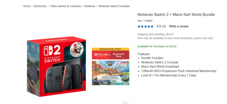 Costco will carry Nintendo Switch 2 + Mario Kart World Bundle on June 5 ...